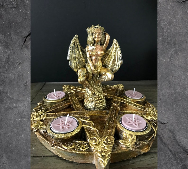 Pentagram Altar Table Ritual Altar Tile Tea Light Candle Holders ...