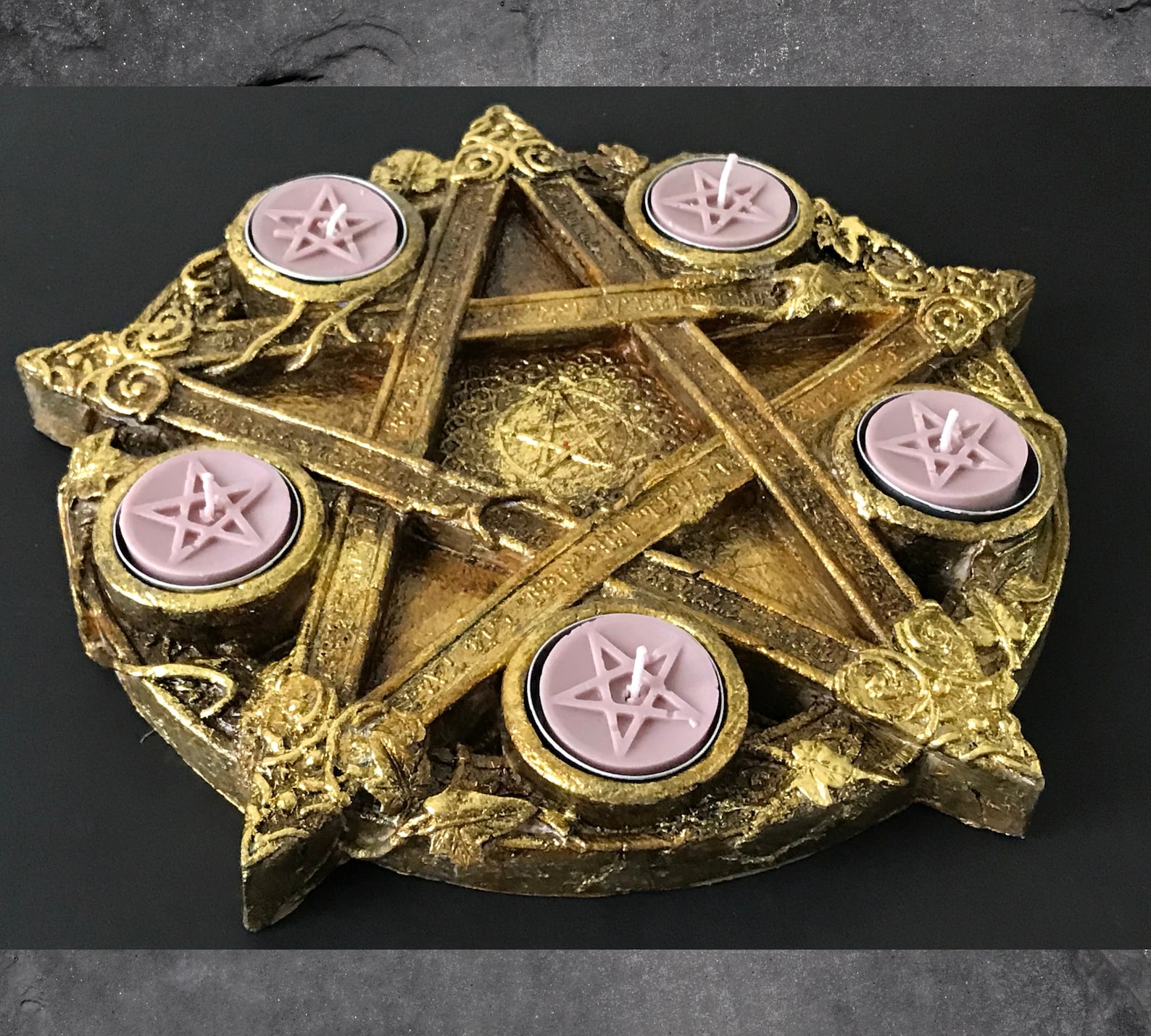 Pentagram Altar Table Ritual Altar Tile Tea Light Candle Holders ...