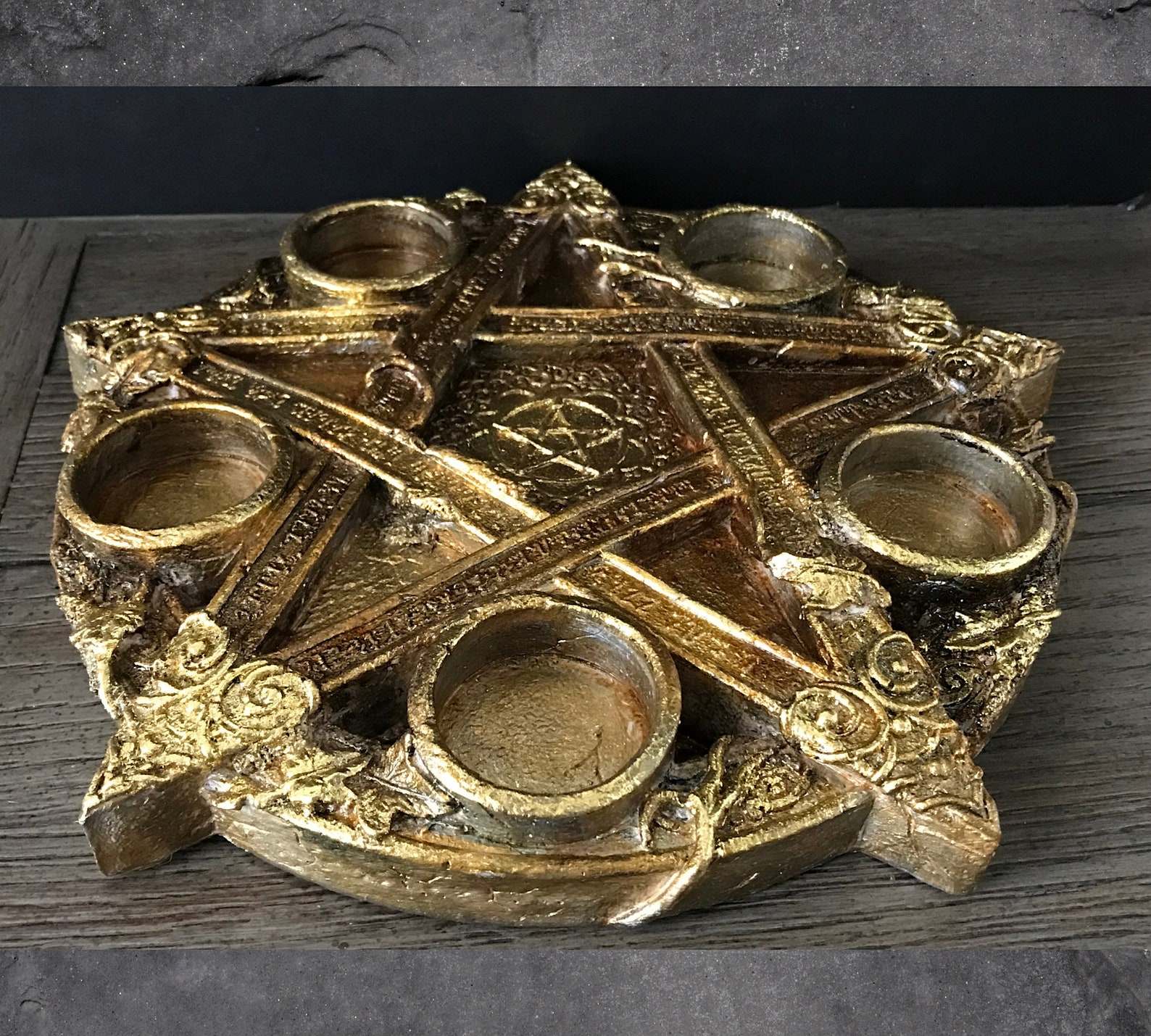 Pentagram Altar Table Ritual Altar Tile Tea Light Candle Holders ...