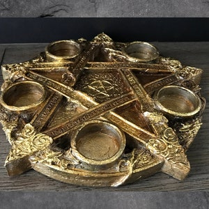 Pentagram Altar Table Ritual Altar Tile Tea Light Candle Holders ...