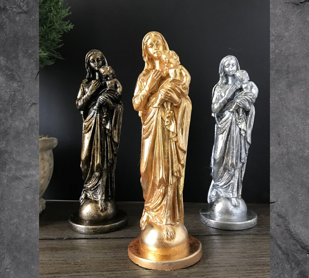 Handcrafted Mary and Jesus Statue: Catholic Mother of God Decor - Etsy