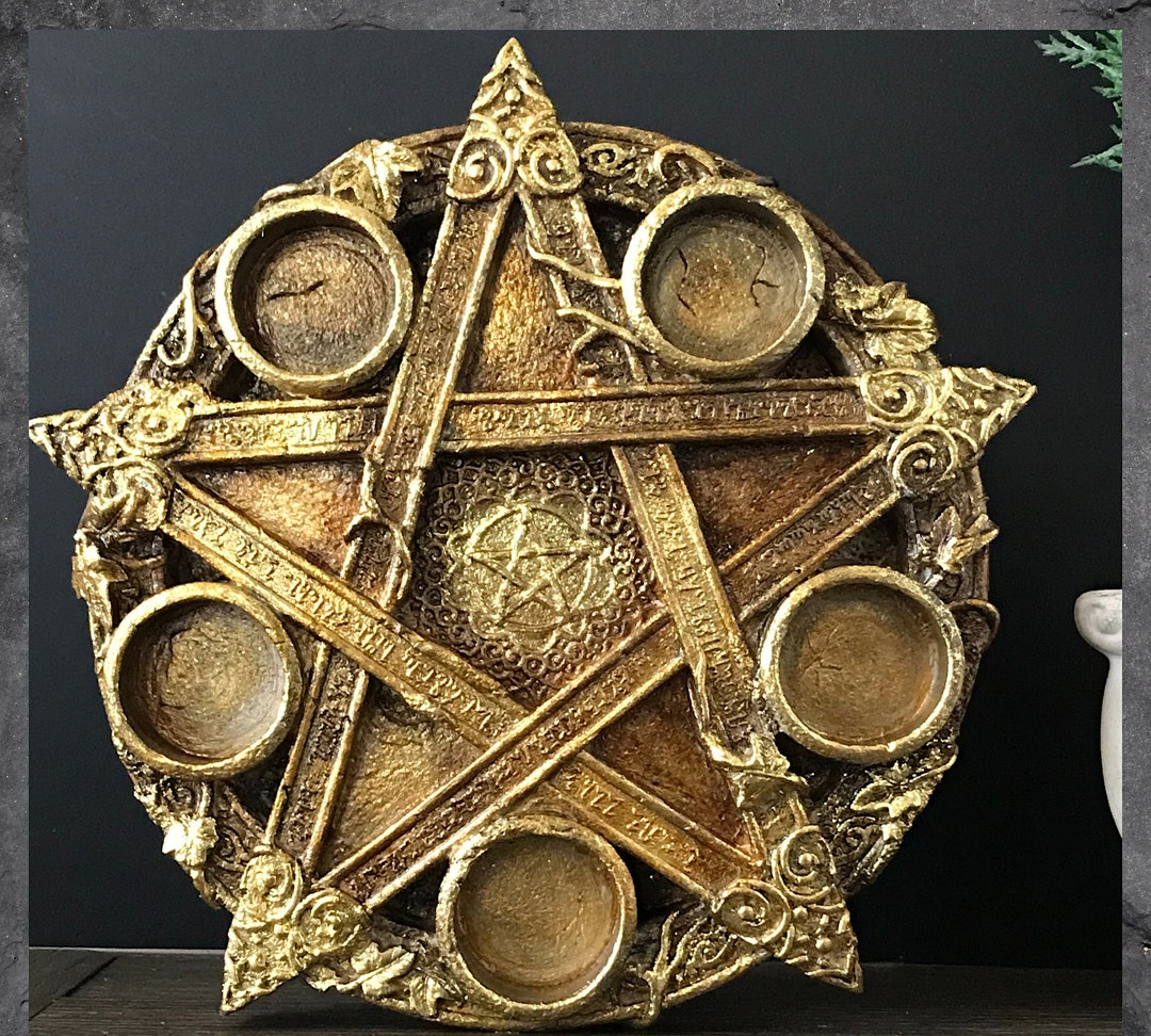 Pentagram Altar Table Ritual Altar Tile Tea Light Candle Holders ...