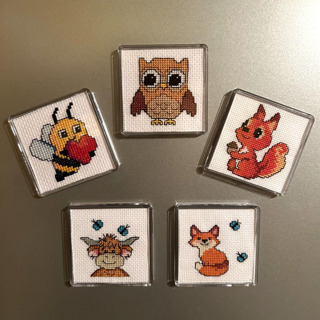 Cross Stitch Magnets - Cute Animal Designs - Etsy