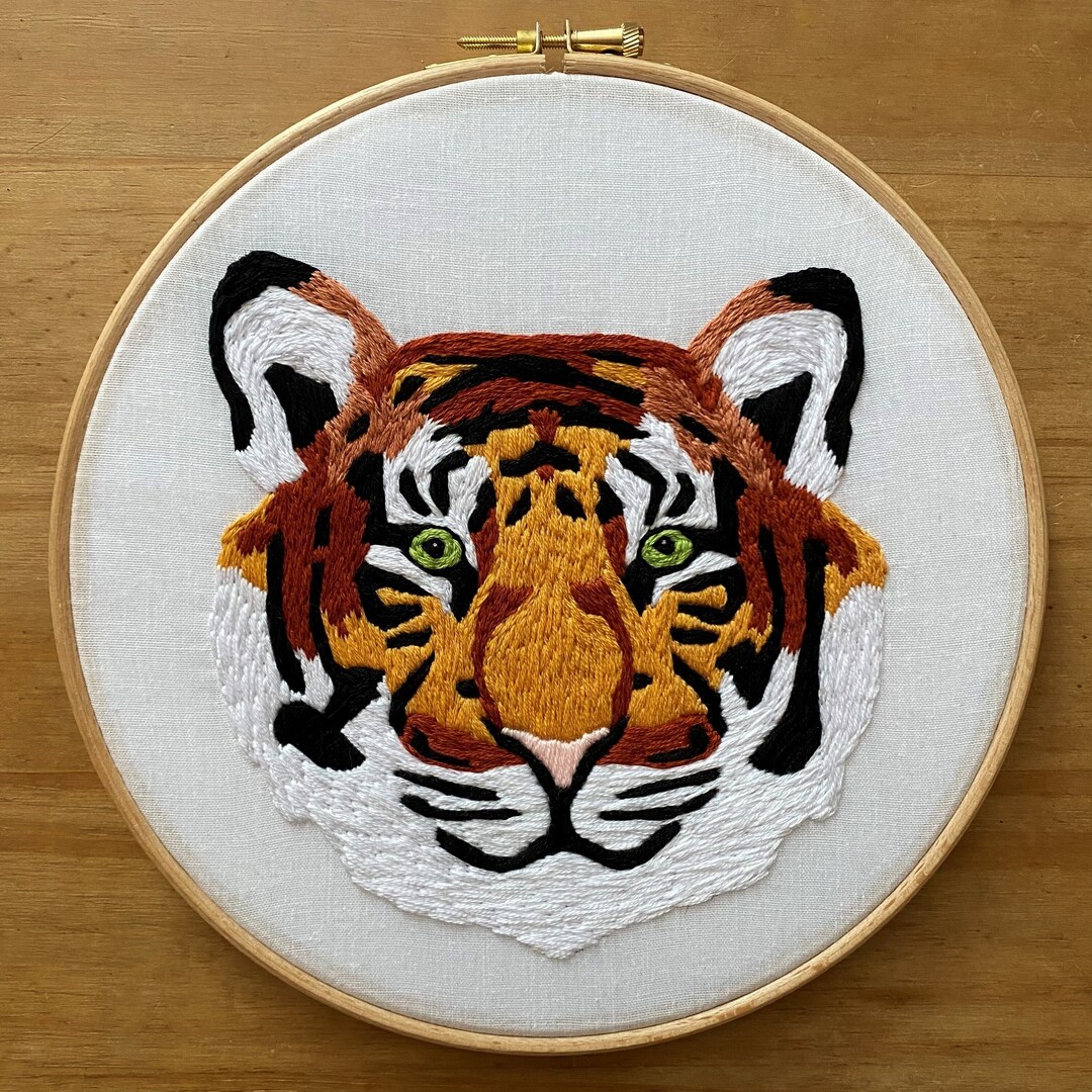 Tiger Portrait - Animal Embroidery Art - Etsy