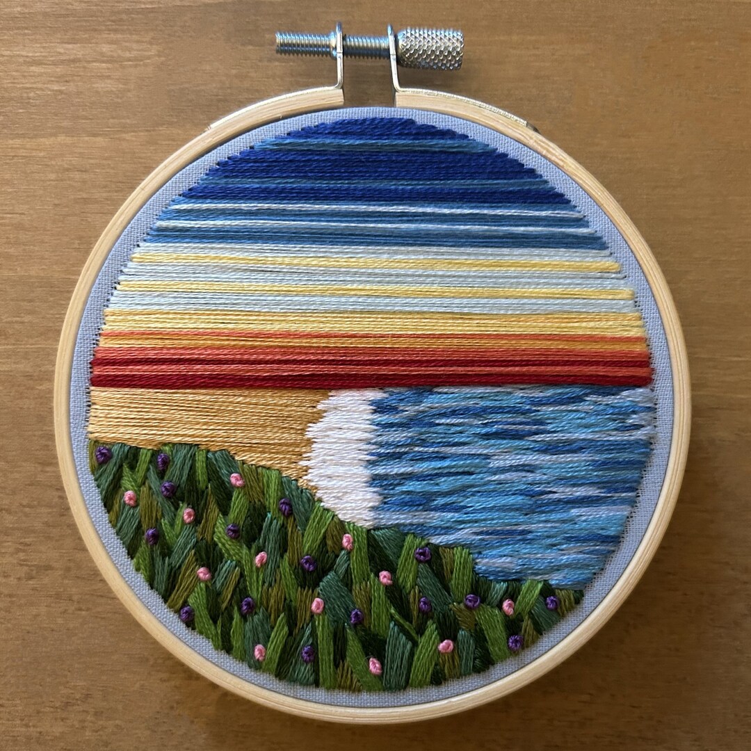 Beach Sunset - Landscape Embroidery Art - Etsy