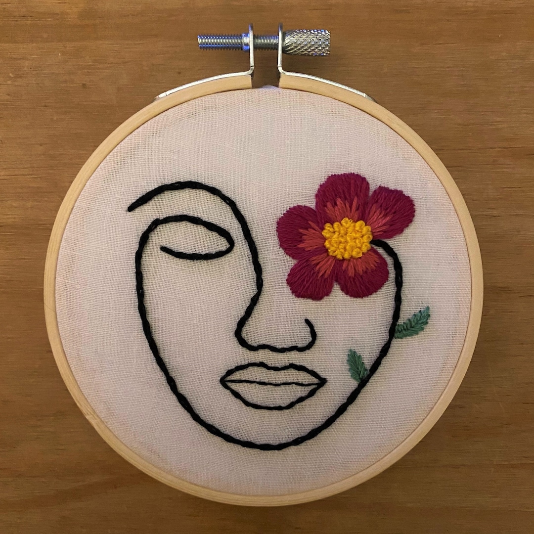Floral Face Embroidery Art - Etsy