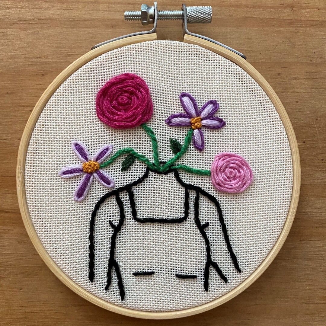 Floral Woman Embroidery Hoop Art - Etsy