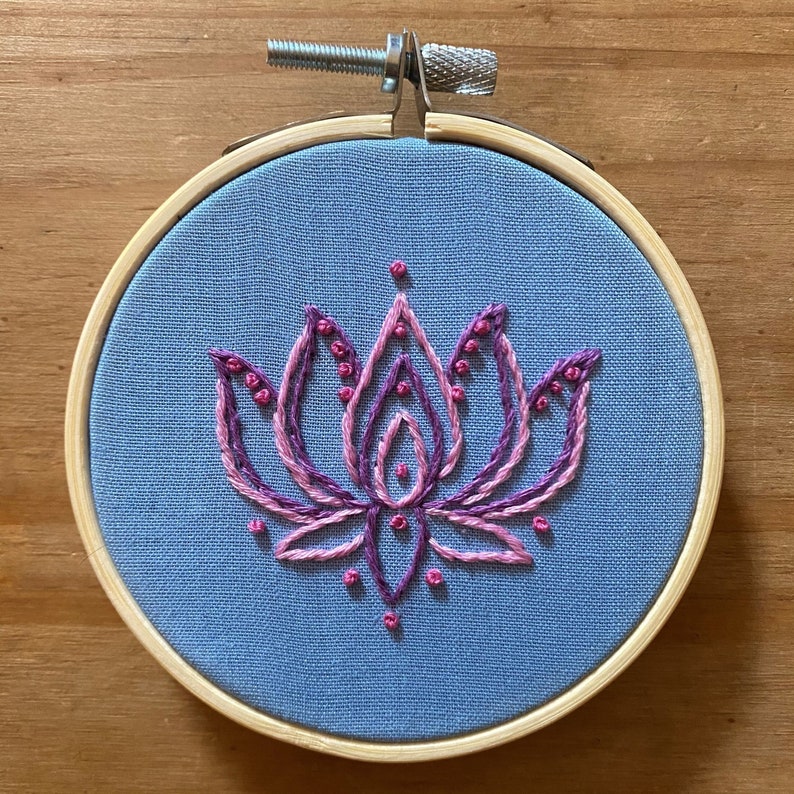 Lotus Flower Mandala Mini Embroidery Art - Etsy