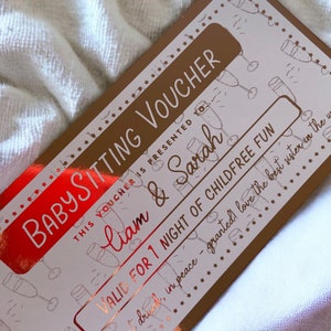 Babysitting Voucher, Babysitting Gift, Christmas Voucher, Gift Golden ...