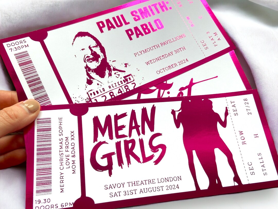 Personalised Ticket, Foil Concert Ticket, Tickets Gift, Golden Ticket ...
