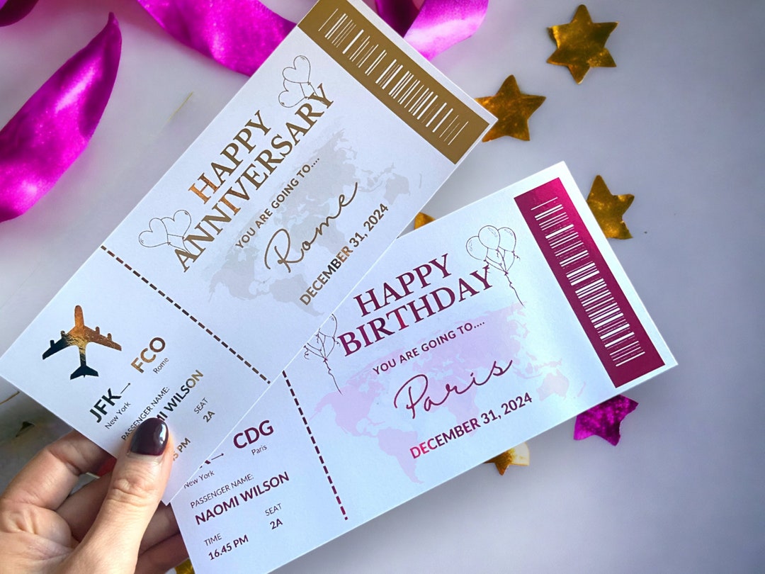 Birthday Boarding Pass Birthday Card, Gold Birthday Ticket ...