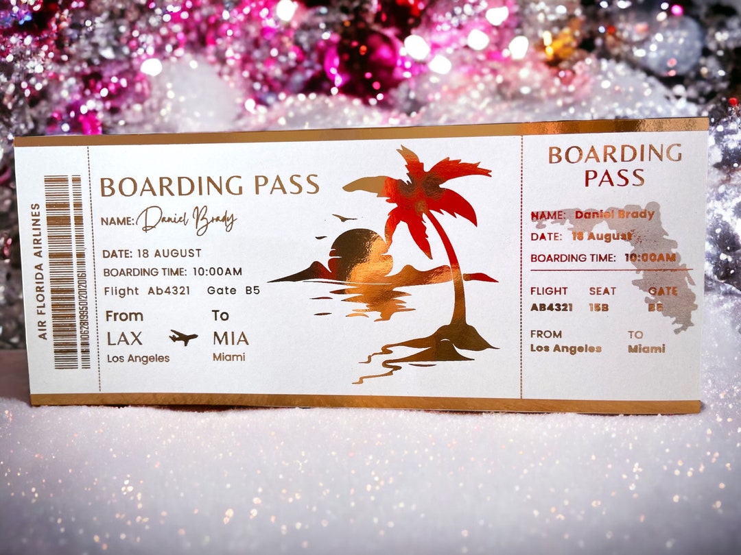 Boarding Pass, Gold Birthday Ticket, Personalised Boarding Card ...