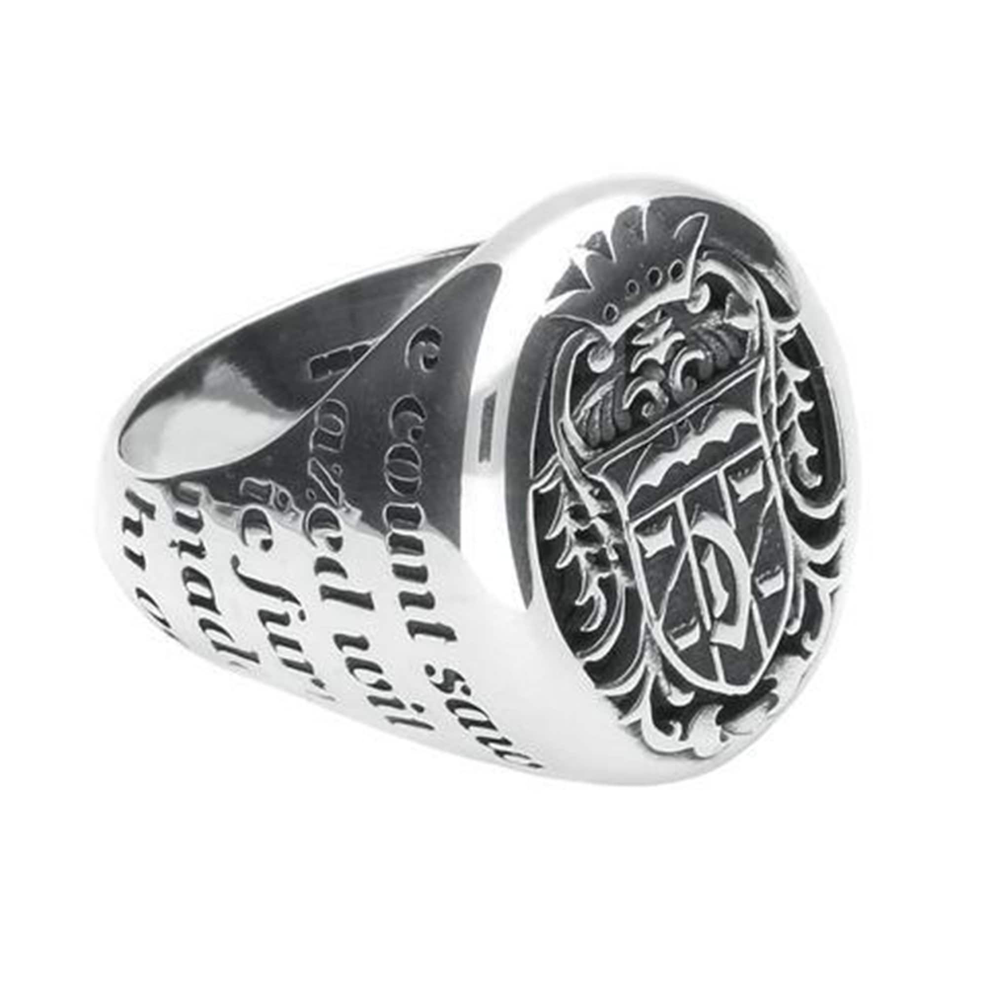 Sterling Silver Whitby Jet Dracula Crest Signet Ring - Etsy