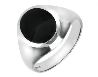 Sterling Silver Whitby Jet Carved Shoulder Oval Signet Ring | Etsy