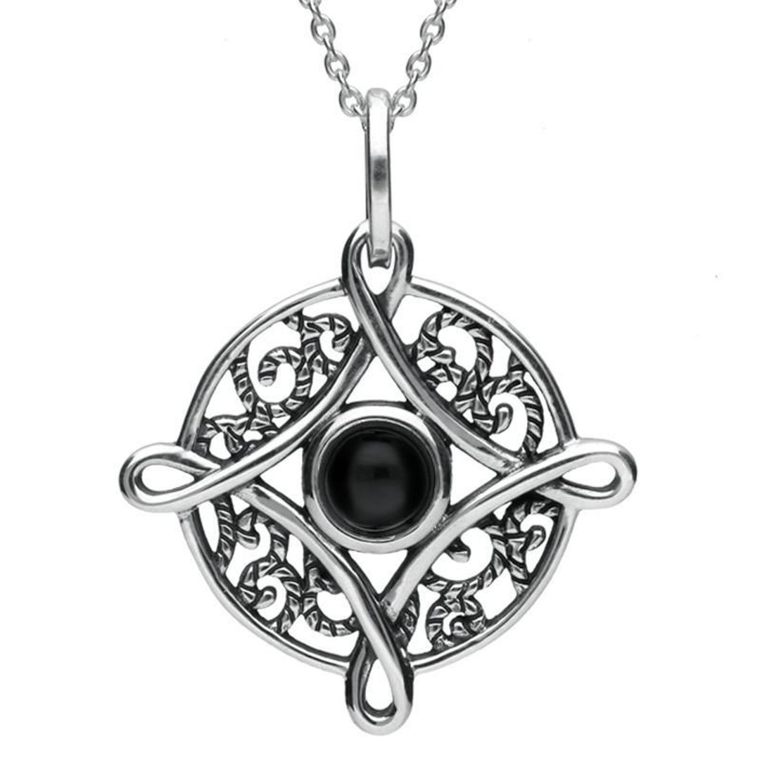 Sterling Silver Whitby Jet Four Point Cross Necklace - Etsy UK