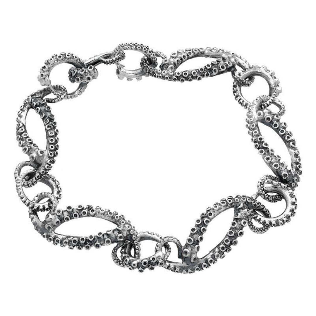 Sterling Silver Octopus Tentacle Chain Link Bracelet - Etsy UK
