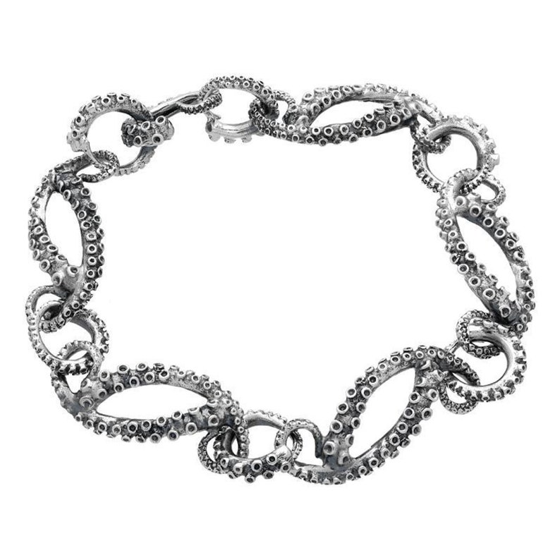 Sterling Silver Octopus Tentacle Chain Link Bracelet - Etsy UK