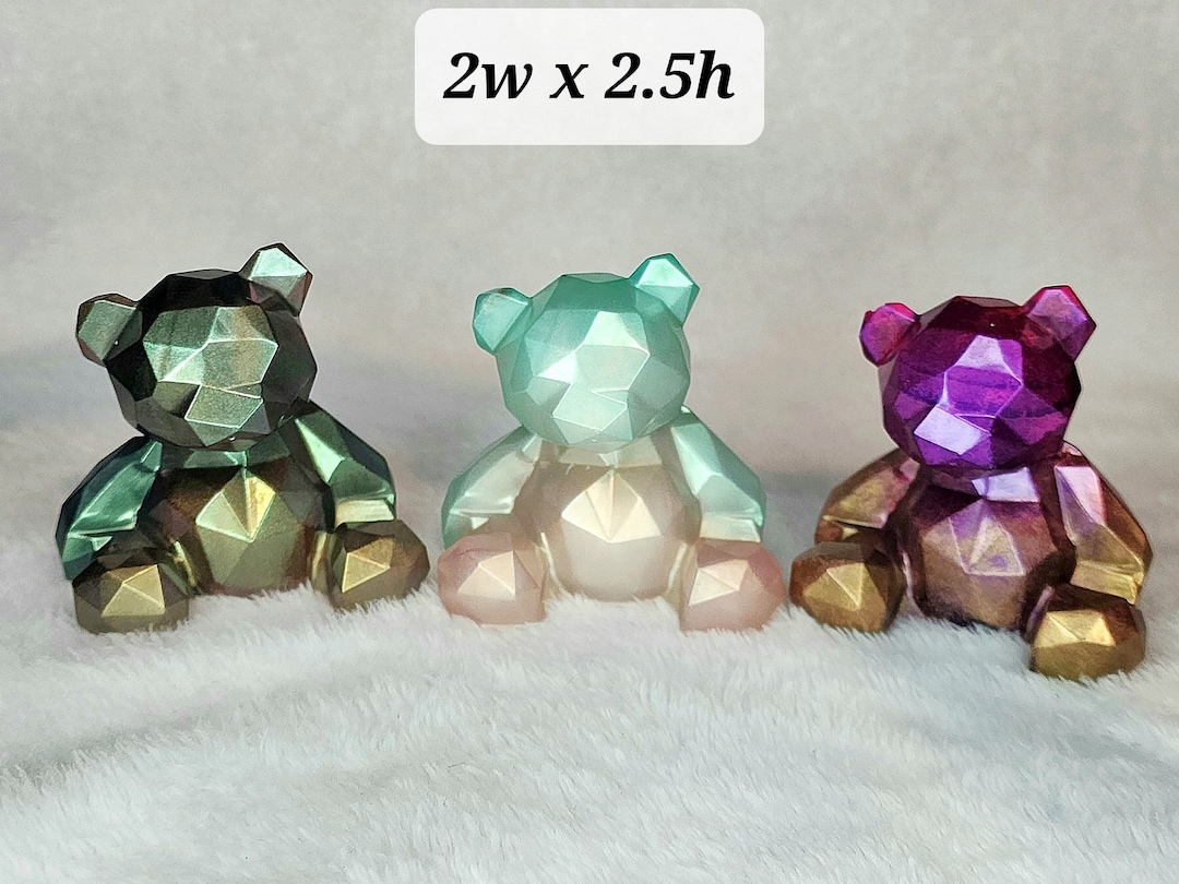 Geometric Animal Teddy Bears Resin Bear Sculpture 3D Animals Green ...