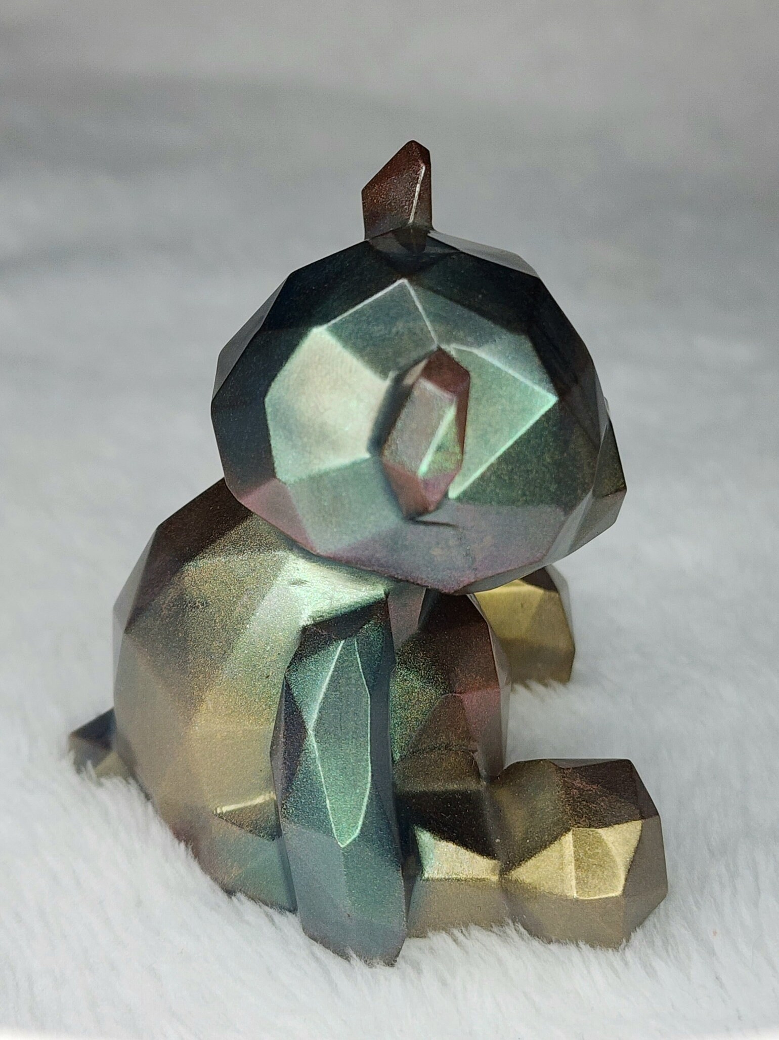 Geometric Animal Teddy Bears Resin Bear Sculpture 3D Animals Green ...