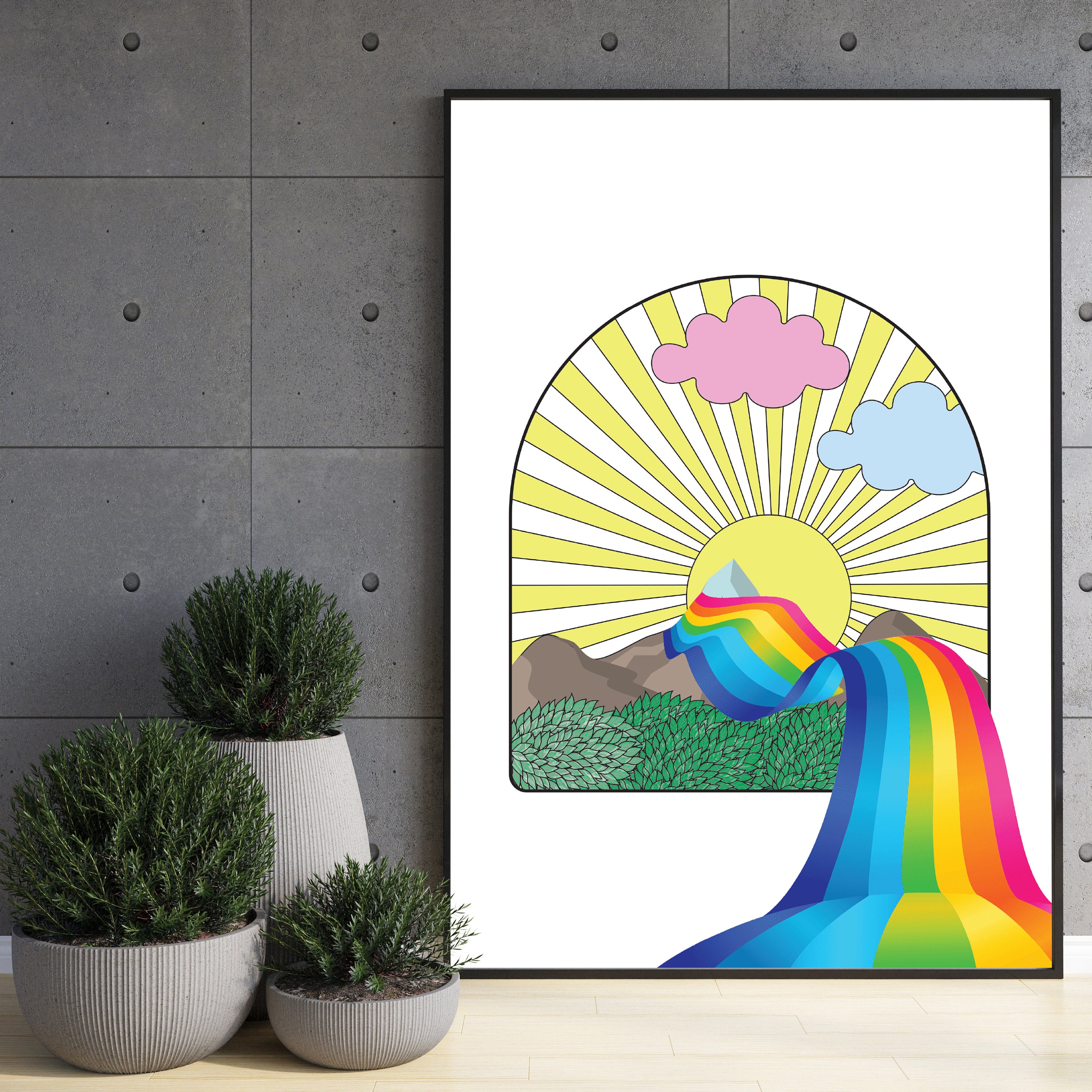 Psychedelic Sunburst Psychedelic Rainbow Print Waves - Etsy