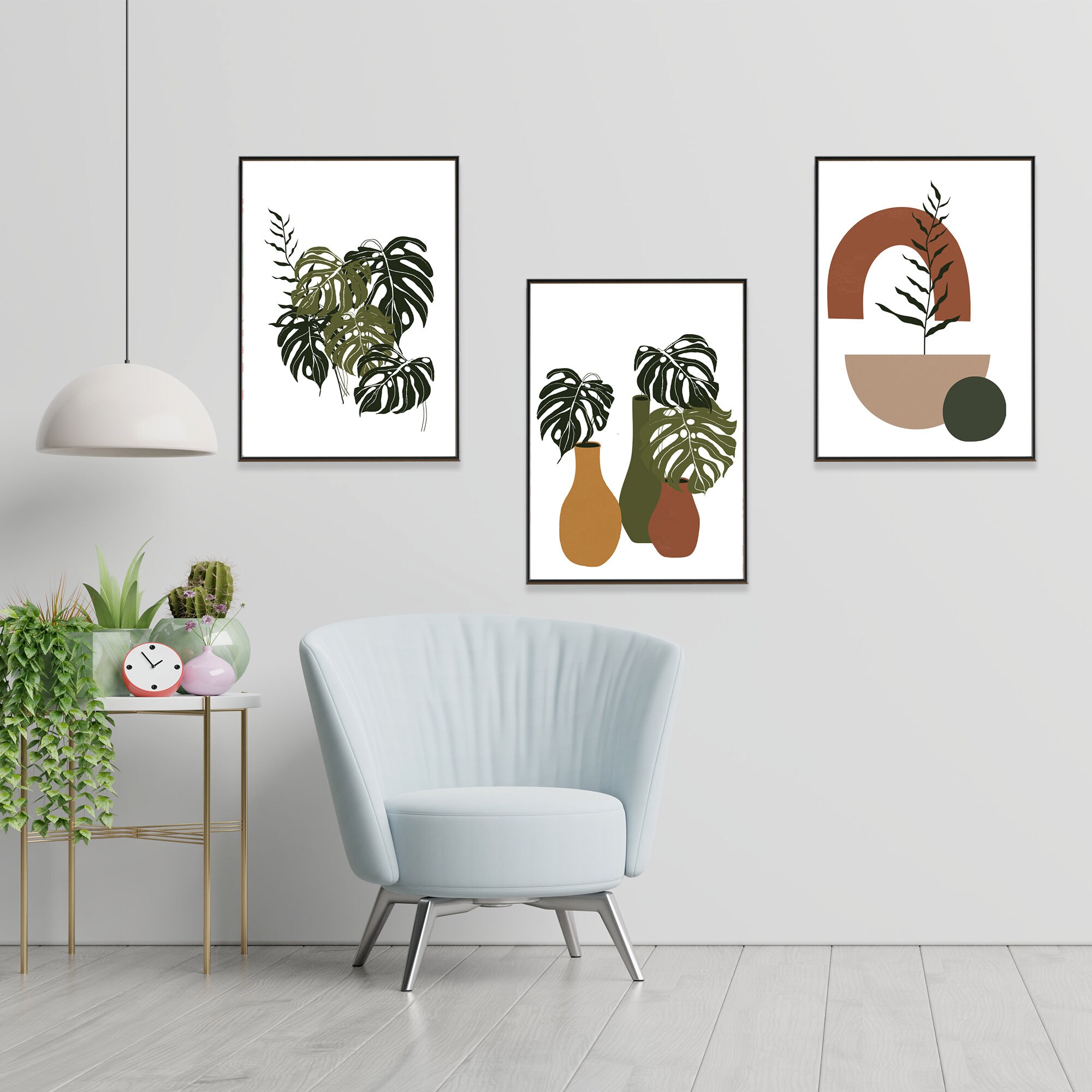 Botanical Print, Set of 3 Line Art, Line Drawing Flowers, Minimalist ...