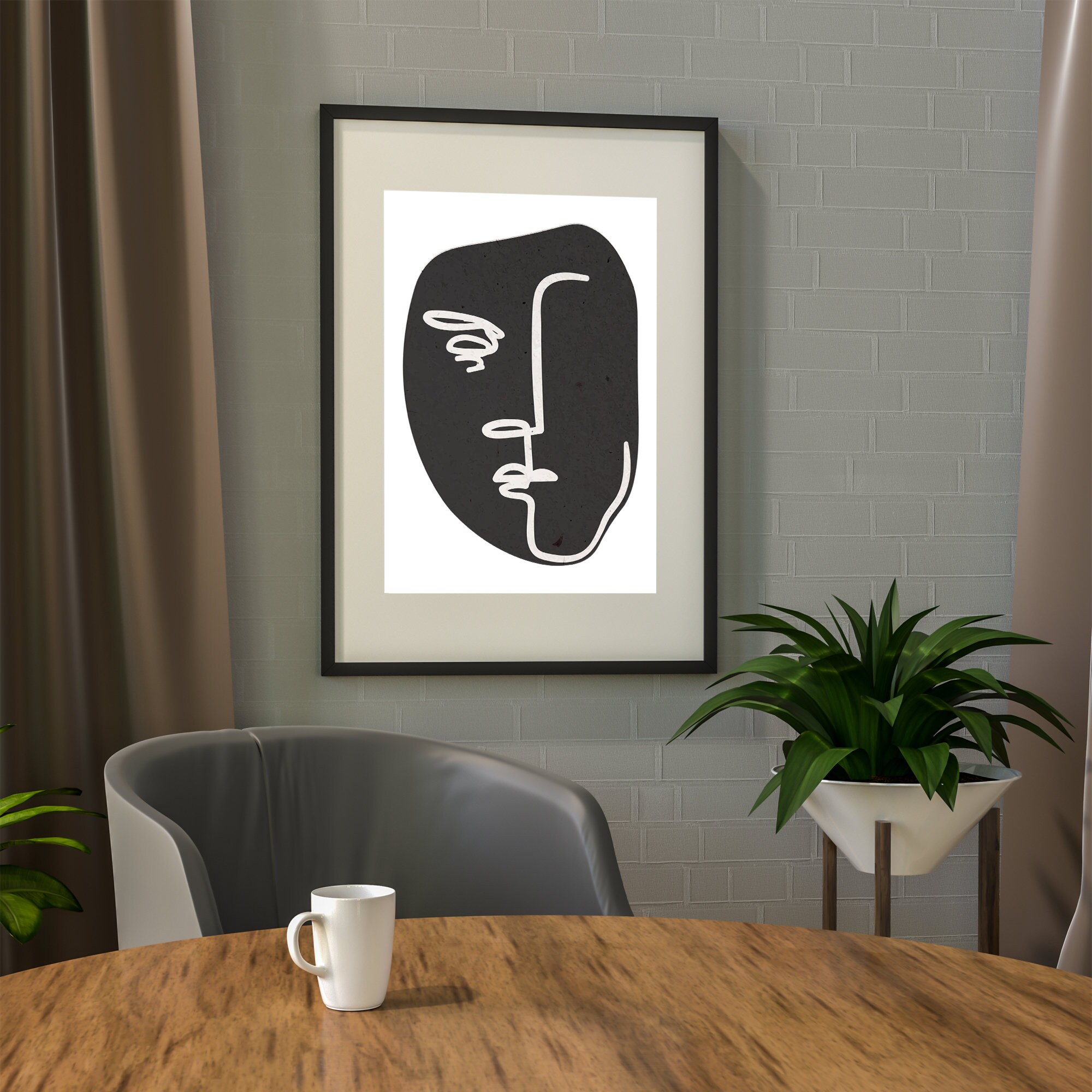 Printable Wall Art Minimalist Poster Abstract Face - Etsy