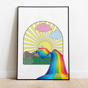 Psychedelic Sunburst, Psychedelic Rainbow Print, Waves Sunrise ...