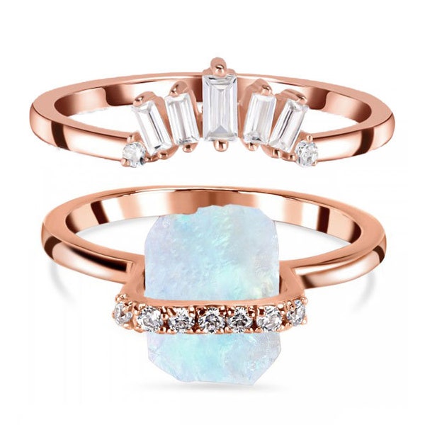 Moonstone Ring Set - Etsy