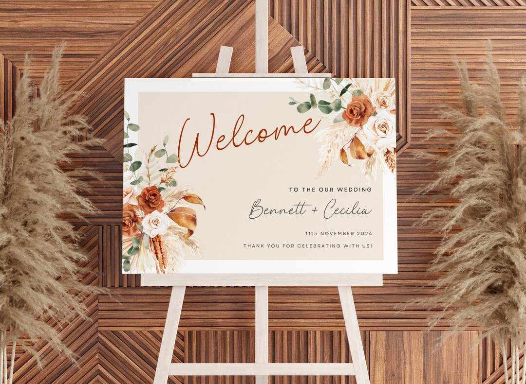 Autumnal Wedding Welcome Sign, Autumn Wedding Decor, Fall Wedding Sign ...