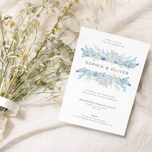 Baby Blue Wedding Invitations, Floral Invites, Wedding Invitations ...