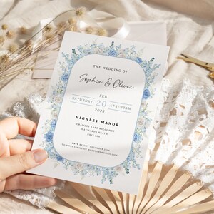 Baby Blue Wedding Invitations, Floral Invites, Wedding Invitations ...