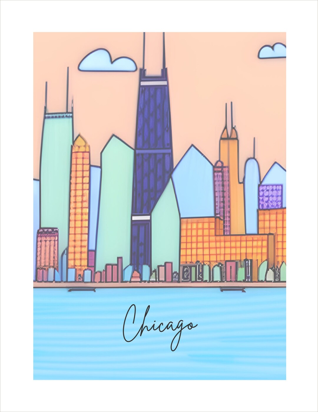 Chicago City Printable Wall Art - Etsy