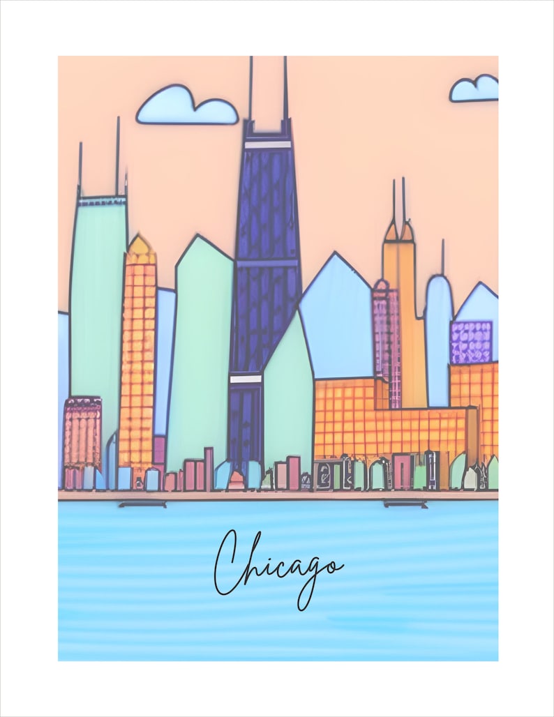Chicago City Printable Wall Art - Etsy