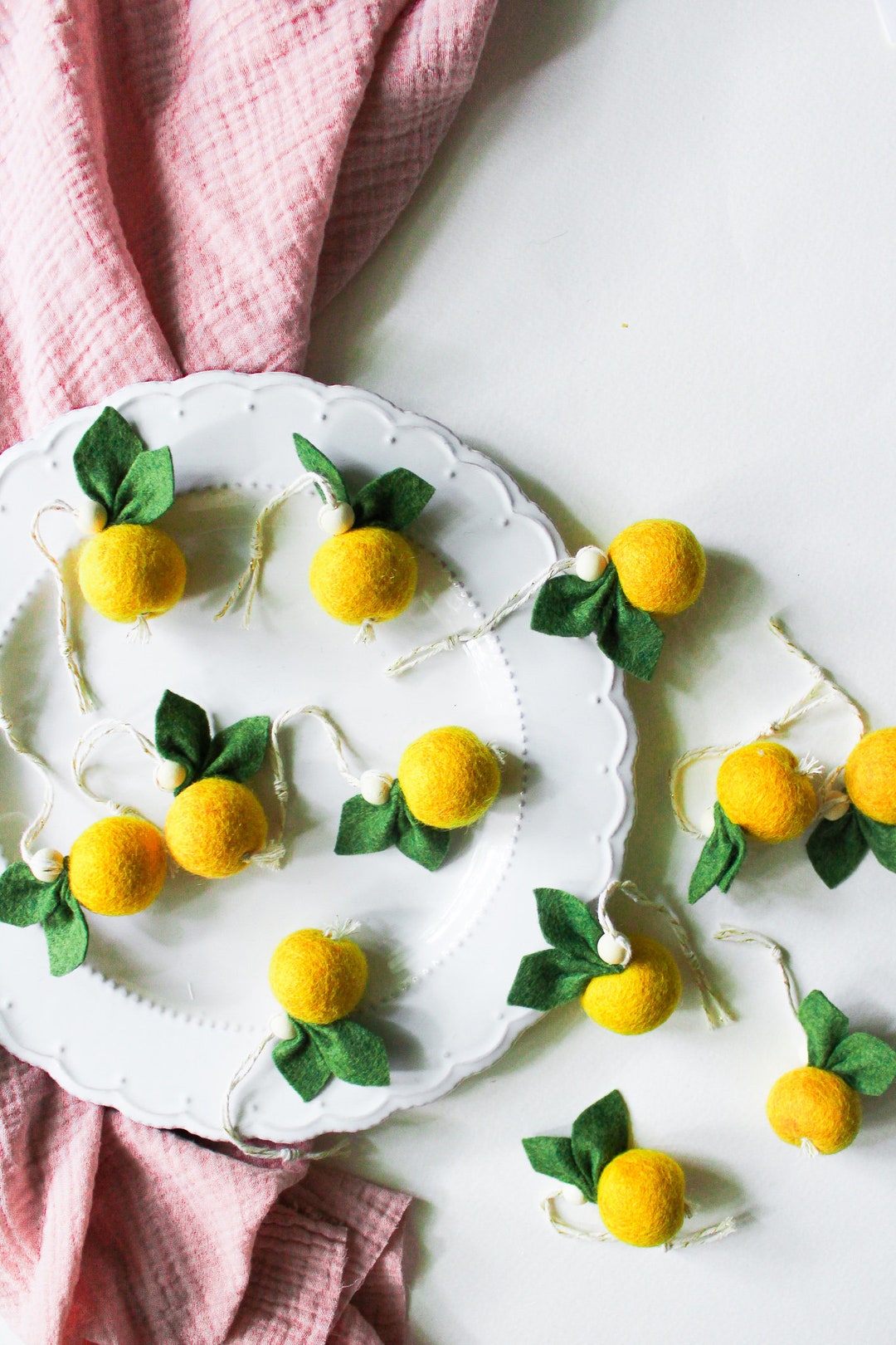 Wool Felt Lemon Favors (set of 3): Citrus Ornament, Baby Shower Decor ...