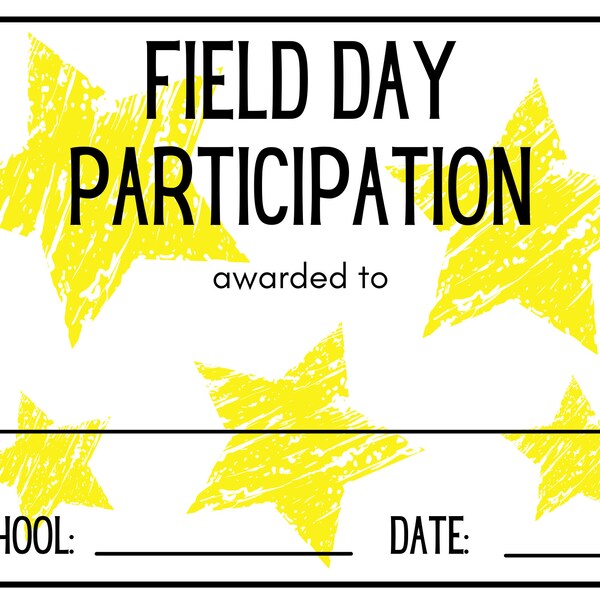 Field Day Participation Certificate - Etsy