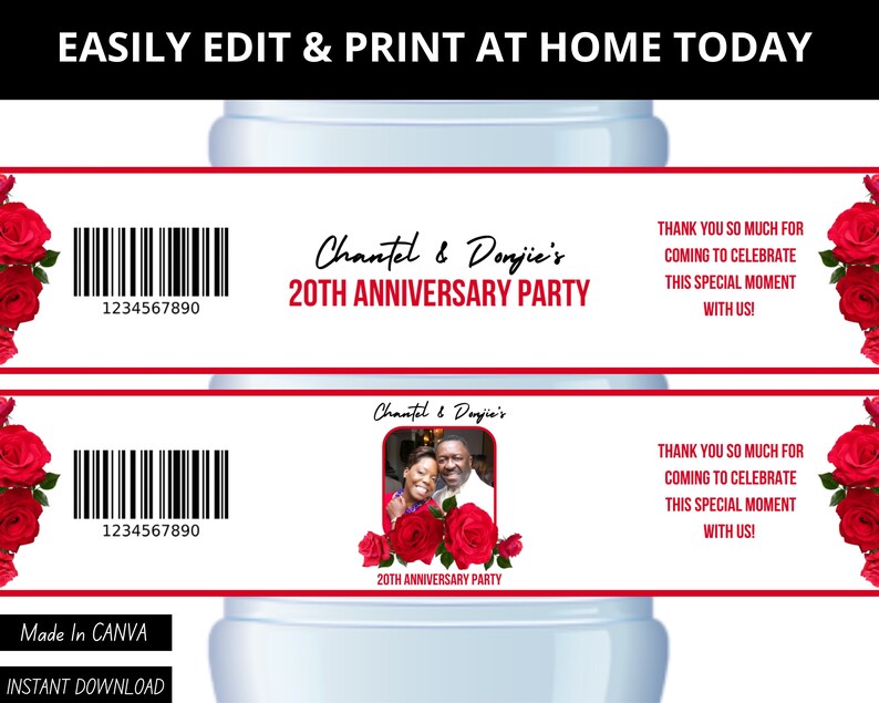 Rose Anniversary Chip Bag Water Bottle Labels & Candy Bar - Etsy