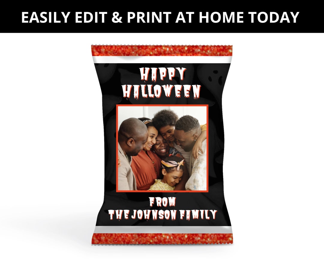 Editable Happy Halloween Chip Bag Template - Etsy