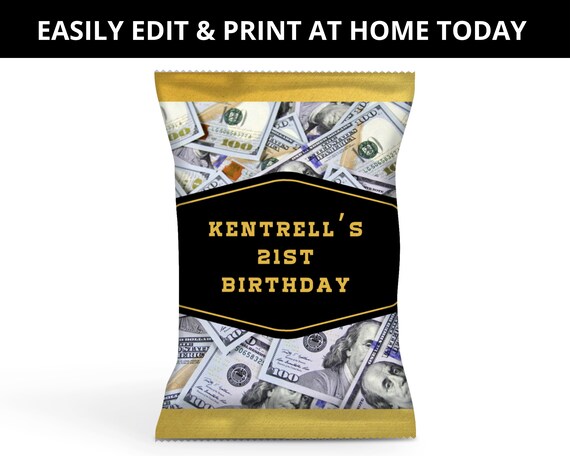 Gold Money Chip Bag Template - Etsy Ireland