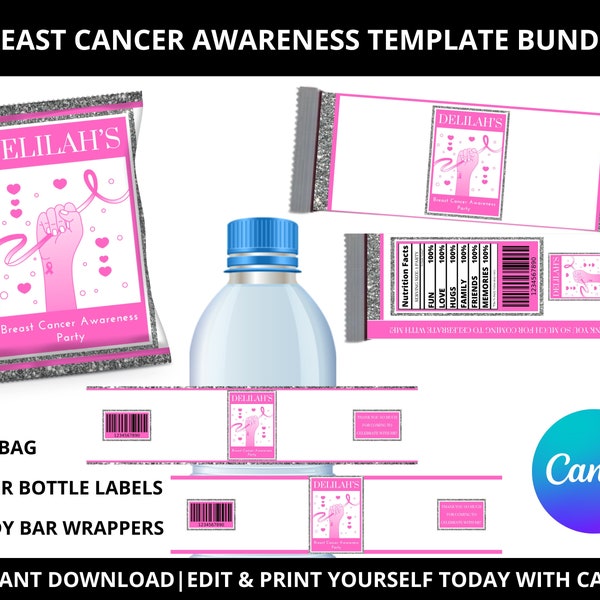 Breast Cancer Candy Labels - Etsy
