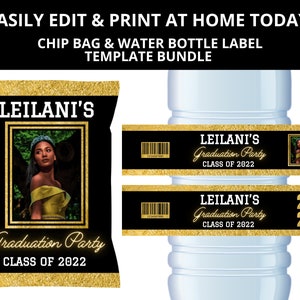 Gold & Black Graduation Party Template Bundle Gold Grad Chip | Etsy