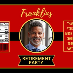 Red Retirement Party Chip Bag & Water Bottle Label Template Bundle - Etsy
