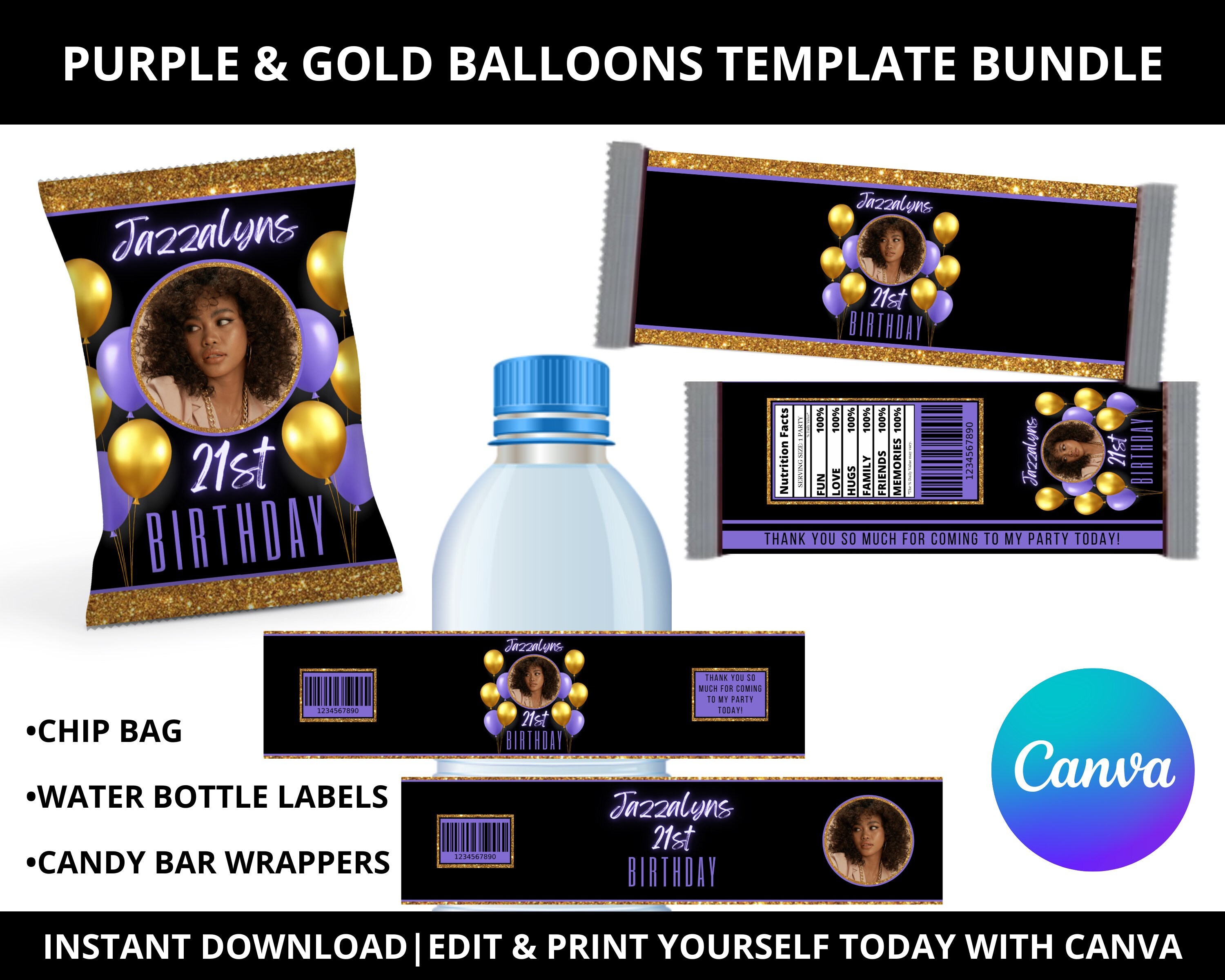 Purple Candy Buffet Label Templates