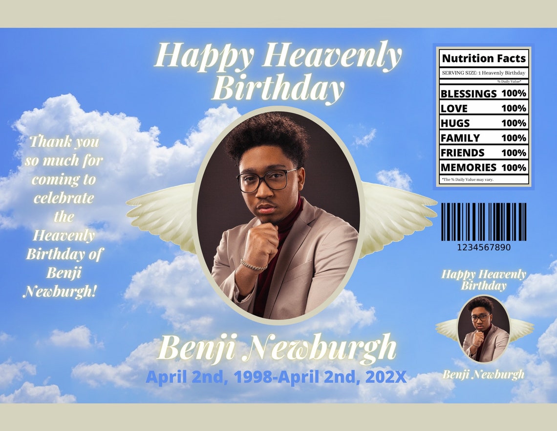 Angel Wings Heavenly Birthday Template Bundle Happy Heavenly - Etsy