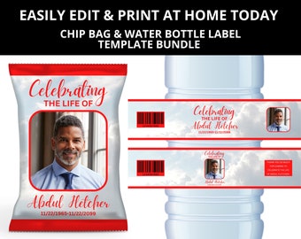 Red and Black Angel Wings Funeral Template Bundle, Angel Wings Funeral ...