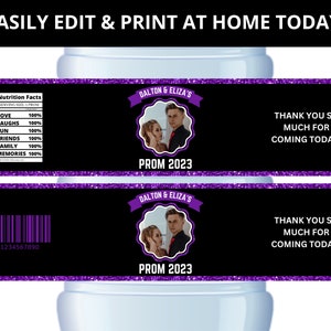 Purple & Black Prom Template Bundle, Prom 2023 Chips, Water Bottle ...