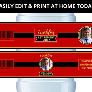 Red Retirement Party Chip Bag & Water Bottle Label Template Bundle - Etsy
