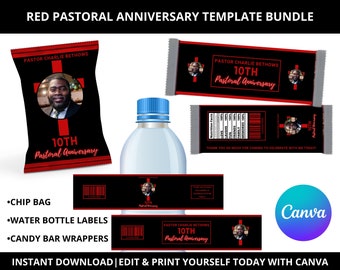 Gold Pastoral Anniversary Chip Bag, Water Bottle Labels & Candy Bar ...