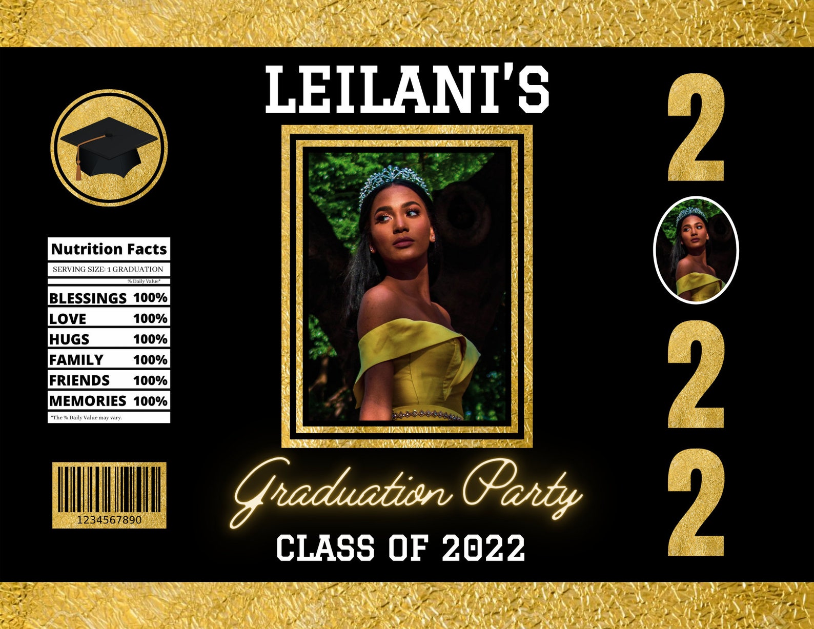 Gold & Black Graduation Party Template Bundle Gold Grad Chip | Etsy