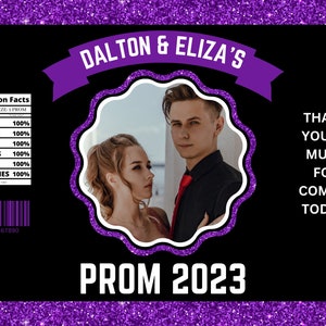 Purple & Black Prom Template Bundle, Prom 2023 Chips, Water Bottle ...