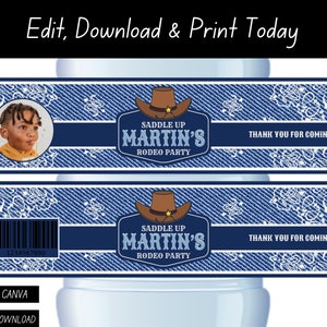 Editable Rodeo Themed Template Bundle, Rodeo Birthday Chip Bag, Candy ...